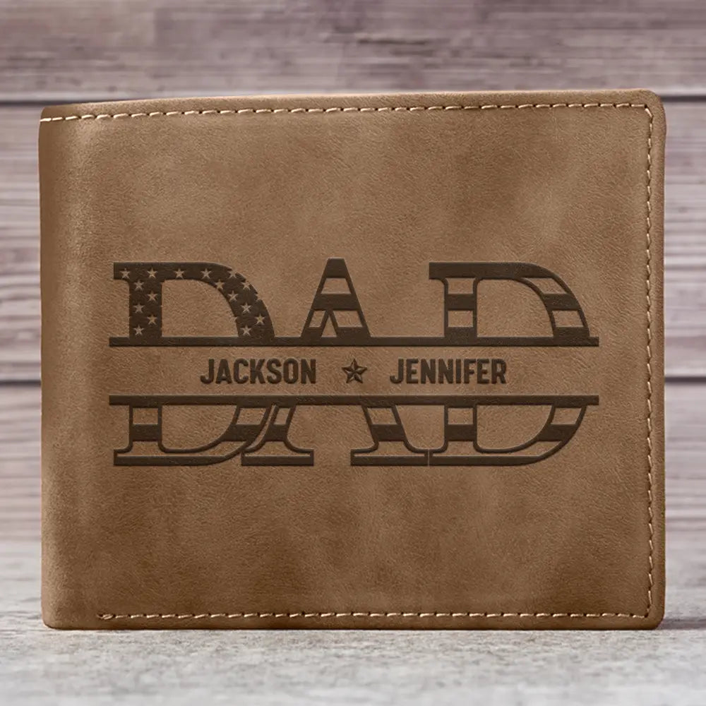 Dad We Love You With Kids Names - Personalized Leather Wallet – Wander ...